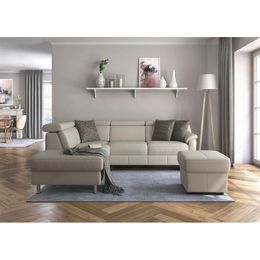 Sit & More sit&more Ecksofa &raquo;Freetown L-Form&laquo; inklusive Kopfteilverstellung und komfortablem Federkern beige B/H/T: 252cm x 84cm x 216cm, Luxus-Microfaser ALTARA