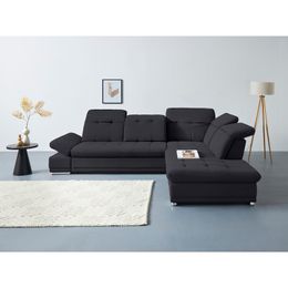 COTTA Ecksofa &raquo;Holiday L-Form mit Sitztiefen-, Armteil- und Kopfteilverstellung&laquo; wahlweise mit Schlaffunktion & Bettkasten schwarz 90% Polyester, 10% 