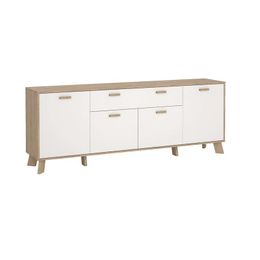 Home Affaire Sideboard &raquo;Ikast, Stauraum, Schubladenschrank, Aufbewahrung&laquo; Breite 196 cm, 4 T&uuml;ren, 2 Schubladen, H&ouml;he 73 cm wei&szlig; Holzwerkstoff B/H/T: 