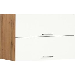 KOCHSTATION Klapph&auml;ngeschrank &raquo;KS-Colmar&laquo; 100 cm, mit Metallgriff, f&uuml;r viel Stauraum wei&szlig; Holzwerkstoff wotaneiche, B/H/T: 100cm x 57cm x 34cm