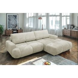 exxpo - sofa fashion Ecksofa inkl. Bettfunktion und Bettkasten,toller Sitzkomfort, Steppung im Sitz B/H/T: 280cm x 87cm x 187cm, Flachgewebe, 