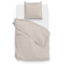 ZO HOME Bettw&auml;sche &raquo;Zohome Bettw&auml;sche Lino&laquo; 2 Stk. Bettw&auml;sche aus 100% Baumwolle, hochwertige Renforc&eacute;, ab 135x200 cm. beige Renforc&eacute;, Obermaterial: 