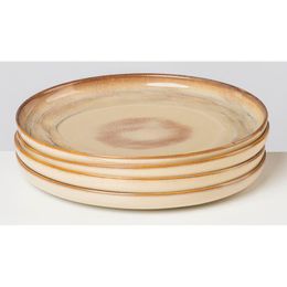 gipfelst&uuml;ck Speiseteller &raquo;Teller Set, Nebelwald&laquo; Scandi-Style, gl&auml;nzende Reaktivglasur, jedes St&uuml;ck ein Unikat beige Steinzeug 28cm