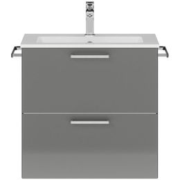 Nobilia Waschtisch-Set &raquo;Tolvina&laquo; vormontiert, mit Soft-Close, 1 Stk. tlg. grau B/H/T: 61cmcm x 59,1cmcm x 48,7cmcm, Griffe edelstahlfarbig