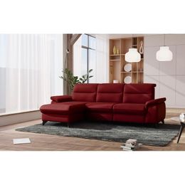Sit & More sit&more Ecksofa &raquo;Astoria L-Form&laquo; wahlweise mit motorischer Relaxfunktion rot 100% Polyester B/H/T: 260cm x 91cm x 175cm, Luxus-Microfaser ALTARA 