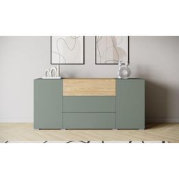 Home Affaire Sideboard &raquo;BERLIN&laquo; Moderne grifflose Kommode Breite 150 cm, 4 Schubk&auml;sten/ 2 T&uuml;ren gr&uuml;n B/H/T: 150cm x 68cm x 39cm, 3 Stk., 2 Stk.