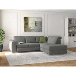 Sit & More sit&more Ecksofa &raquo;Dundee L-Form&laquo; mit Federkern und Edelstahlf&uuml;&szlig;en, wahlweise mit Kopfteilverstellung grau B/H/T: 263cm x 86cm x 219cm, Struktur weich,