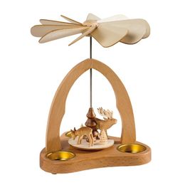 SAICO Original Weihnachtspyramide &raquo;Tischpyramide, mit geschnitzten Figuren&laquo; f&uuml;r 3 Teelichte, Hx&Oslash;: 23x18 cm Holz teilmassiv, Holzwerkstoff 23cm