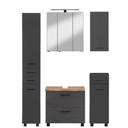Welltime Badm&ouml;bel-Set &raquo;"Trento", Badezimmer-Set, H&auml;ngeschrank, Unterschrank, Hochschrank&laquo; 5 Stk. tlg. grau Holzwerkstoff, MDF B/H/T: 120cmcm x 200cmcm