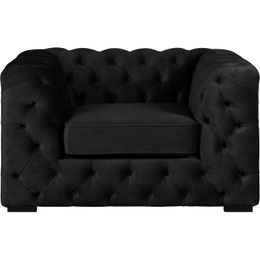 Home Affaire Chesterfield-Sessel &raquo;Kalina Sessel&laquo; mit klassischer Chesterfield-Knopfheftung, sehr hochwertige Qualit&auml;t schwarz 100% Polyester 