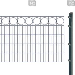 Arvotec Doppelstabmattenzaun &raquo;EXCLUSIVE 100 zum Einbetonieren "Ring" mit Zierleiste&laquo; Zaunh&ouml;he 100 cm, Zaunl&auml;nge 2 - 60 m grau Kunststoff, Stahl H/L: 100cm x 
