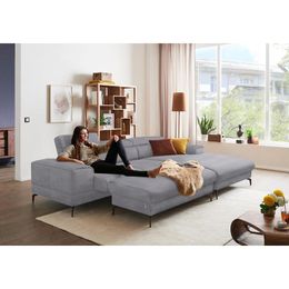 W.Schillig Polsterhocker &raquo;piedroo&laquo; F&uuml;&szlig;e in Bronze pulverbeschrichtet grau Chenille-Flachgewebe R66 (85% Polyester, 15% Nylon) B/H/T: 141cm x 42cm x 