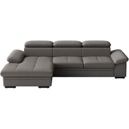 Sit & More sit&more Ecksofa &raquo;Viola, Leder, L-Form, B: 260 cm, mit Armteil- und Kopfteilvertsellung&laquo; optional mit Schlaffunktion grau B/H/T: 260cm x 73cm x 174cm,