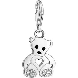 Thomas Sabo Damen Thomas Sabo Charm-Einh&auml;nger &raquo;Teddyb&auml;r mit Herz&laquo; mit Zirkonia (synth.) schwarz-wei&szlig; Einheitsgr&ouml;&szlig;e