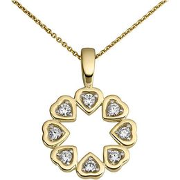 Firetti Damen Kettenanh&auml;nger &raquo;Schmuck Geschenk Gold 333 Halsschmuck Anh&auml;nger Kreis rund Herz&laquo; mit Zirkonia (synth.) gelb Gelbgold 333, 1,3 g