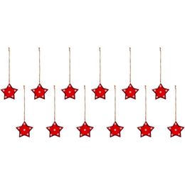 Creativ deco Dekostern &raquo;Weihnachtsstern, Weihnachtsdeko rot, Christbaumschmuck&laquo; mit Schneeflocken-Design rot Keramik B/H/T: 9,5cm x 9,5cm x 0,5cm