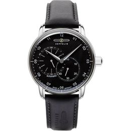 Zeppelin Herren Zeppelin Automatikuhr &raquo;New Captain ́s Line&laquo; Mechanische Uhr, Armbanduhr, Herrenuhr, Lederarmband, Made in Germany schwarz 
