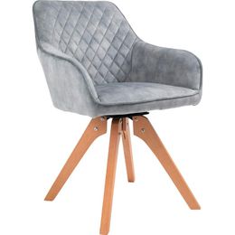 Salesfever Armlehnstuhl &raquo;V&auml;xj&ouml; - Esszimmerstuhl Komfort und Stil&laquo; () 1 Stk.Sitzkomfort neu definiert: 180&deg; Drehplatte inklusive! grau Samtvelours (100