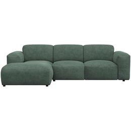 FLEXLUX Ecksofa &raquo;Lucera Chaislongue rechts oder links, L-Form, bequem&laquo; modern & anschmiegsam, Kaltschaum, Stahl-Wellenunterfederung gr&uuml;n 85% Polyester
