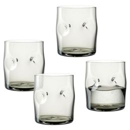 Leonardo Gl&auml;ser-Set &raquo;Trinkglas VESUVIO, 300 ml, 4er-Set&laquo; konische Form, markantes Design - mit Einquetschungen grau Glas &Oslash; 7,5cm x 9cm, 300ml, 4 Stk.