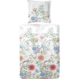 Primera Bettw&auml;sche &raquo;Mako-Satin-Bettw&auml;sche Gartenparty&laquo; 2 Stk. mit &uuml;bereinanderliegenden floralen Mustern bunt Mako-Satin, Obermaterial: 100% Baumwolle B/L: 