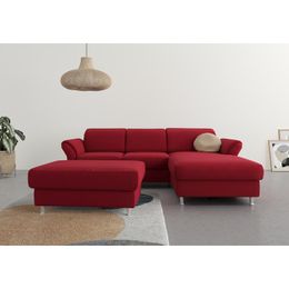 Sit & More sit&more Ecksofa &raquo;Apulia L-Form&laquo; wahlweise Schlaffunktion, Bettkasten und Kopf- und Armteilverstellung rot Webstoff (100% Polyester);Struktur weich (