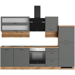 KOCHSTATION K&uuml;chenzeile &raquo;Betty&laquo; Breite 280 cm, mit E-Ger&auml;ten von Bauknecht grau B/H/T: 280cm x 166cm x 60cm