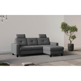 OTTO home Ecksofa &raquo;Varese&laquo; wahlweise mit Schlaffunktion und Bettkasten grau 90% Polyester 10% Polyamid B/H/T: 239cm x 91cm x 164cm, Struktur, 