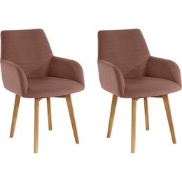 OTTO products Armlehnstuhl &raquo;Alessja&laquo; (Set) 2 Stk.Bezug aus Microfaser, Gestell aus Eiche Massivholz braun Holzwerkstoff, Massivholz, Polyester B/H/T: 