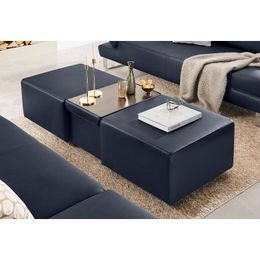 W.Schillig Hocker &raquo;taboo&laquo; ausziehbar, inklusive Zwischenablage, mit Kontrastnaht blau Longlife Xtra-Leder Z59: Glattleder mit modischer Pr&auml;gung. 