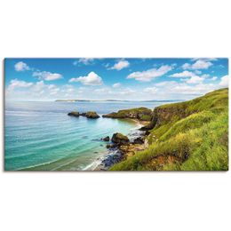 Artland Leinwandbild &raquo;K&uuml;stenweg in Carrick-a-Rede&laquo; Gew&auml;sser 1 Stk. tlg. auf Holzrahmen gespannt gr&uuml;n Leinwand B/H/T: 100cm x 50cm, Leinwandbild Gew&auml;sser 