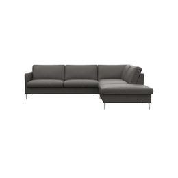 FLEXLUX Ecksofa &raquo;Fiore, L-Form, bequem und komfortabel durch hochwertigem Sitzaufbau&laquo; schmale Armlehnen, Kaltschaum, F&uuml;&szlig;e Alu grau 100% Echteder B/H/T