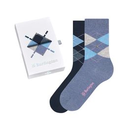 Burlington Herren Socken &raquo;Basic Gift Box&laquo; 2 Paar, Gift-Box, Argyle-Design, -Clip, Einheitsgr&ouml;&szlig;e 36-41 36-41