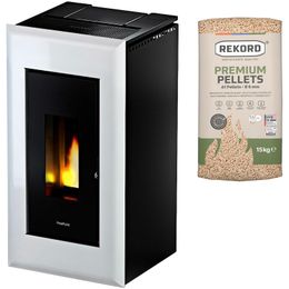 FreePoint Pelletofen &raquo;Vega airtight&laquo; 352 W, 230 V wei&szlig; Mit automatischer, stufenloser Regelung und WI-FI ready (optionales KIT)