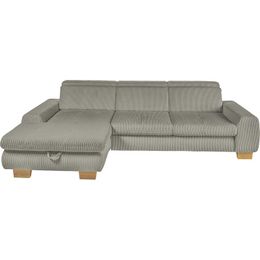set one by Musterring Ecksofa Kopteil verstellbar, mit Bettfunktion, in Cord, lind, Sitzh&ouml;he 49 grau 88% Polyester;12% Polyamid B/H/T: 307cm x 86cm x 