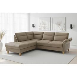 Sit & More sit&more Ecksofa &raquo;Pamela, B: 218 cm, L-Form, wahlweise mit Schlaffunktion und Bettkasten&laquo; mit Federkern beige 100% Polyester B/H/T: 218cm x 90cm x 