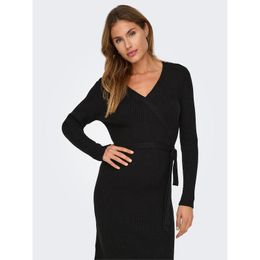 Only Damen Only Strickkleid &raquo;ONLVENLO L/S RIB WRAP DRESS RP KNT&laquo; Viskosemischung, Wickeloptik schwarz L, N-Gr