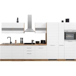 KOCHSTATION K&uuml;chenzeile &raquo;KS-Luhe&laquo; 390 cm breit, wahlweise mit oder ohne E-Ger&auml;ten, gefr&auml;ste MDF-Fronten wei&szlig; B/H/T: 390cm x 60cm, inkl. E-Ger&auml;te (