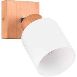REALITY LEUCHTEN Deckenstrahler &raquo;Assam&laquo; E14 1 Stk. warmwei&szlig; - kaltwei&szlig; Spot 1-flg. Naturholz, exkl 1xE14 max 25W, Glasschirm wei&szlig; schwenkbar beige 1, 