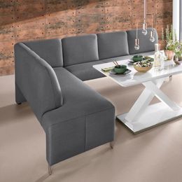 exxpo - sofa fashion Eckbank &raquo;Intenso, modern, 263/198 cm (B/T)&laquo; hohe Bodenfreiheit, frei im Raum stellbar, hoher Sitzkomfort grau NaturLeder;