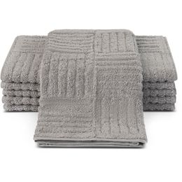 Ross Gaestehandtuecher &raquo;CARRE&laquo; 100% Baumwolle, Rippenstruktur, gro&szlig;e Farbauswahl grau Frottier, Frottier B/L: 30cmx50cm, 6 Stk., Frottier