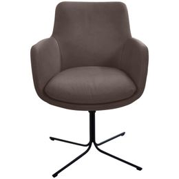 K+w Komfort & Wohnen K+W Komfort & Wohnen Esszimmerstuhl &raquo;Pego Drehstuhl&laquo; () filigranem 4-Fu&szlig;-Gestell in schwarz braun B/H/T: 59cm x 84cm x 65cm, Microfaser 925