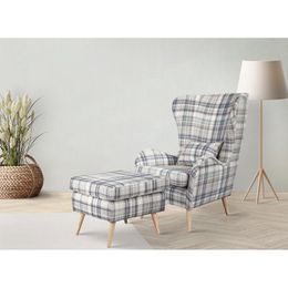 Home Affaire Polstergarnitur &raquo;Charles&laquo; gro&szlig; und gem&uuml;tlich im moderner Optik grau 100% Polyester B/H/T: 78cm x 118cm x 152cm, Struktur karo