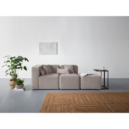 Home Affaire 3-Sitzer &raquo;Sundstrup&laquo; Modulserie, individuelle Zusammenstellung grau 100% Polyester B/H/T: 233cm x 76,5cm x 93cm, Samtoptik, Armlehne 