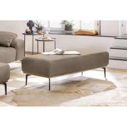 W.Schillig Polsterhocker &raquo;run&laquo; mit Holzsockel, F&uuml;&szlig;e in Schwarz pulverbeschichtet, Breite 150 cm beige Flachgewebe W82 Q2 (74% Polyacryl, 26% Polyester