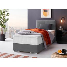 COTTA Boxbett &raquo;Tom mit Bettkasten, Topper und Zierkissen&laquo; Bestseller, Unser Dauertiefpreis grau Polyester Stoff Karo Polyester Komfortschaumtoppper 