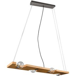 Trio Leuchten Pendelleuchte &raquo;Tailor&laquo; E27 1 Stk. warmwei&szlig; - kaltwei&szlig; H&auml;ngelampe h&ouml;henverstellbar, exkl 4xE27 max 10W, Holz naturbelassen beige 4, H: 