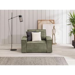 OTTO home Sessel &raquo;SHERWOOD Vintage Lederoptik Sessel&laquo; passend zur Polster-Serie SHERWOOD gr&uuml;n 100% Polyester Vintage, B/H/T: 120cm x 85cm x 86cm