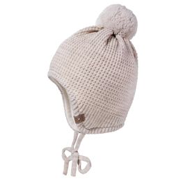 MaxiMo Jungen MaxiMo Strickm&uuml;tze Wollanteil, gef&uuml;ttert, zum Binden, mit Bommel beige 45
