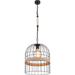 Globo LIGHTING H&auml;ngeleuchte &raquo;HALIA&laquo; E27 1 Stk. Schwarze H&auml;ngeleuchte mit braunen Metallst&auml;ben und Kette, E27 60W schwarz 1, &Oslash; 35cm H: 140cm, 1 Stk.